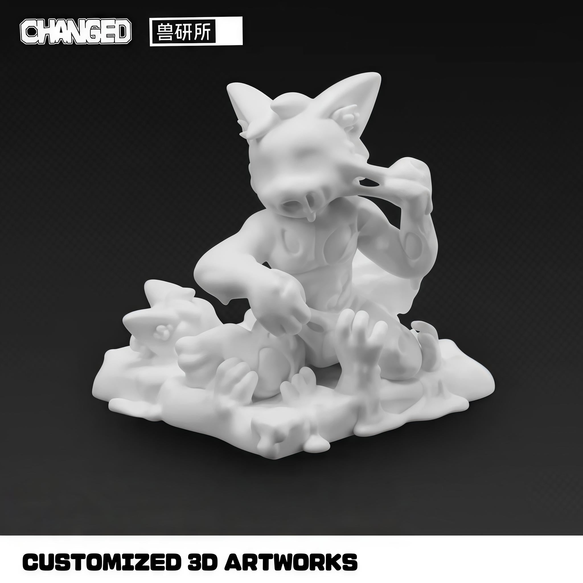 Changed 3D White Latex Beast Figurine, Custom Base Text – 42shops