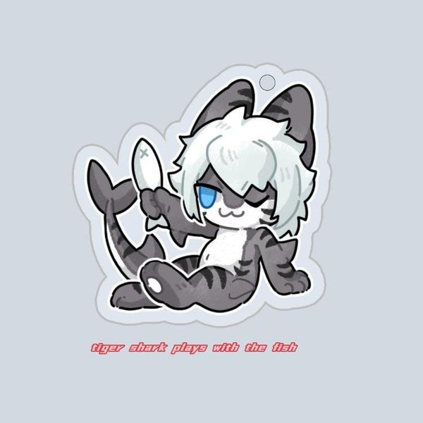 Changed Tiger Shark Acrylic Keychain Furry Keychain – 42shops